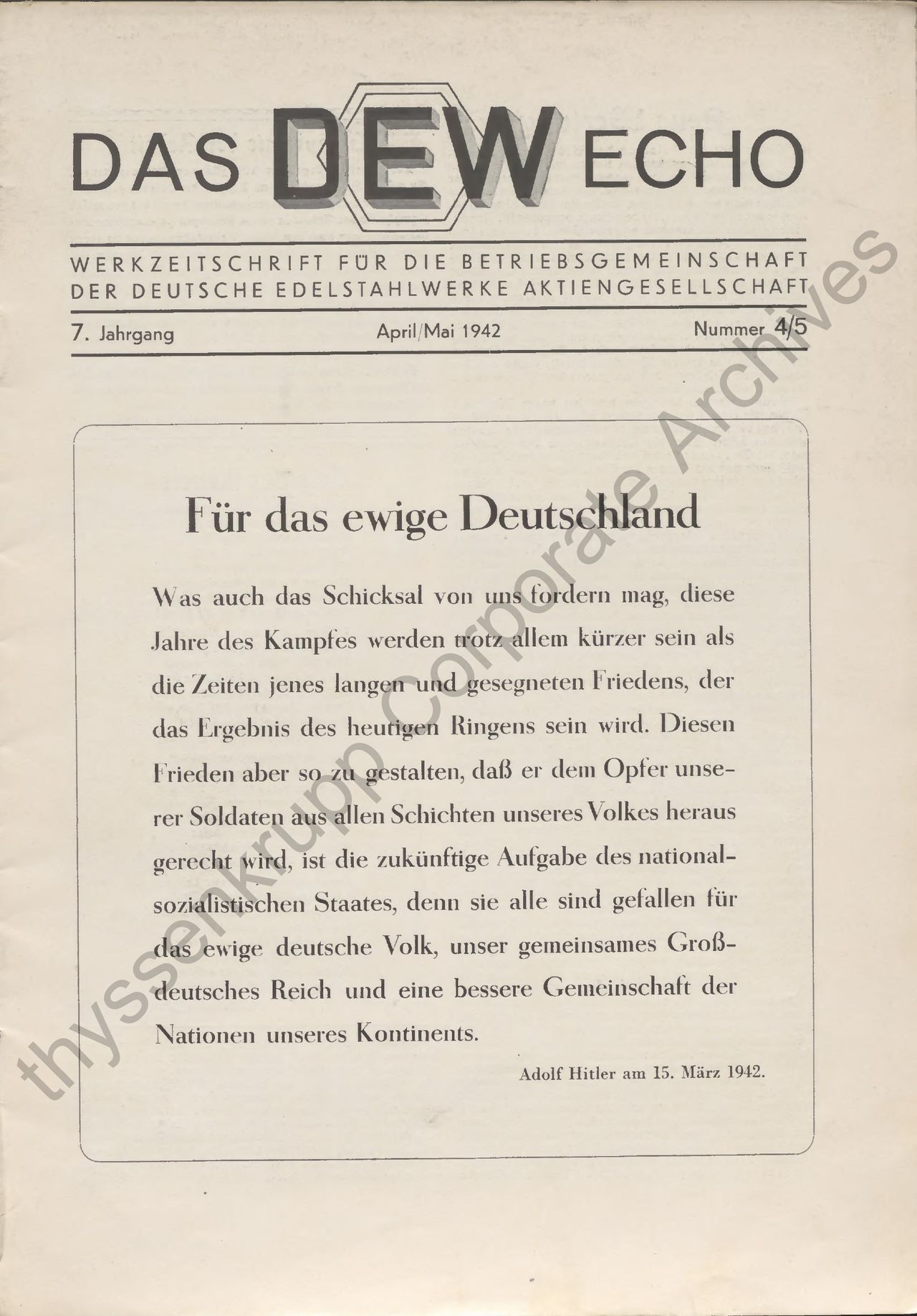 Edelstahl / Das DEW-Echo